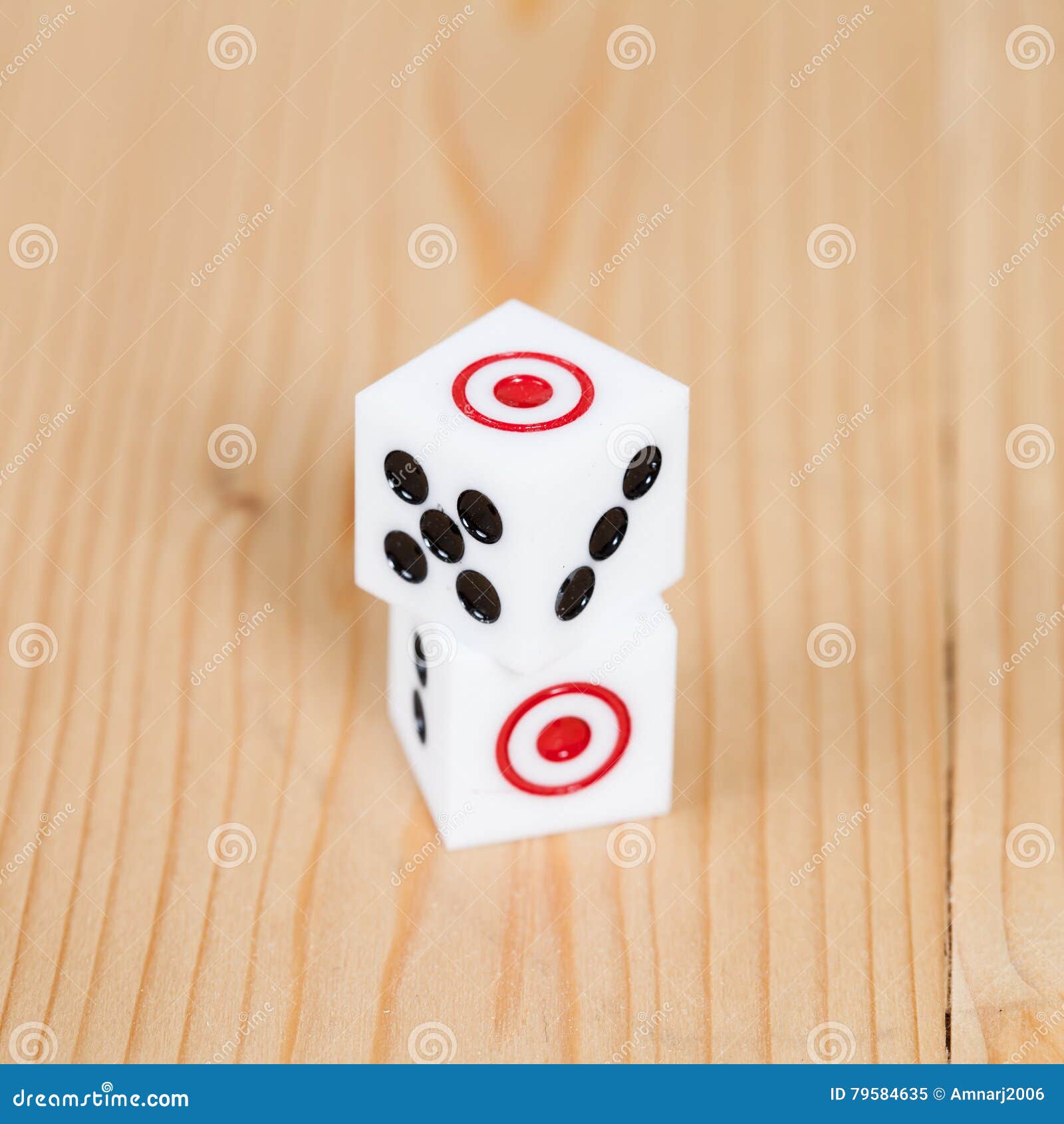 Two dice on wooden table stock image. Image of objects - 79584635