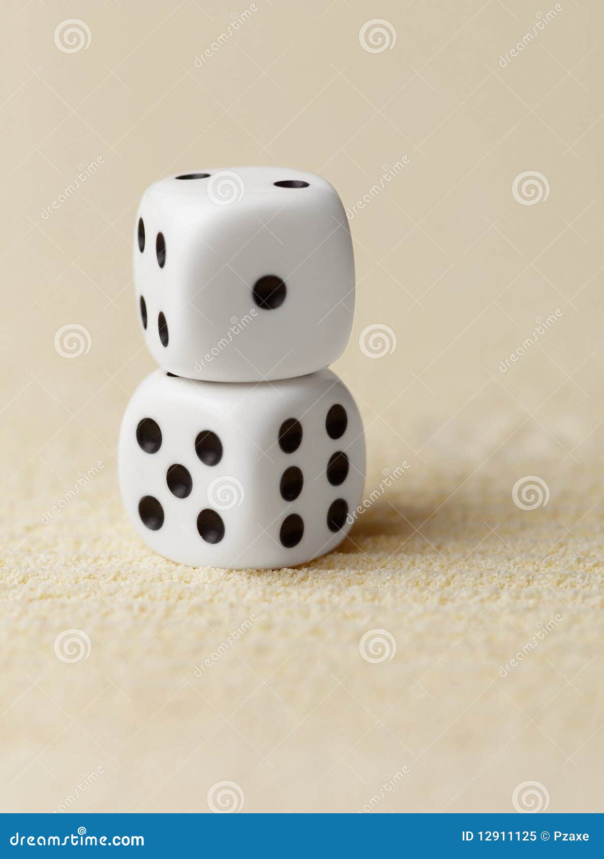 Two dice on yellow sand stock image. Image of bone, game - 12911125