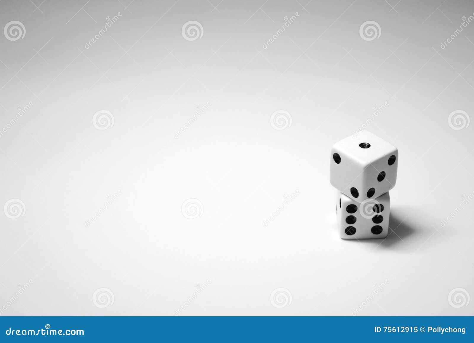 Two Dices Stacked Up on a White Background Stock Image - Image of ...