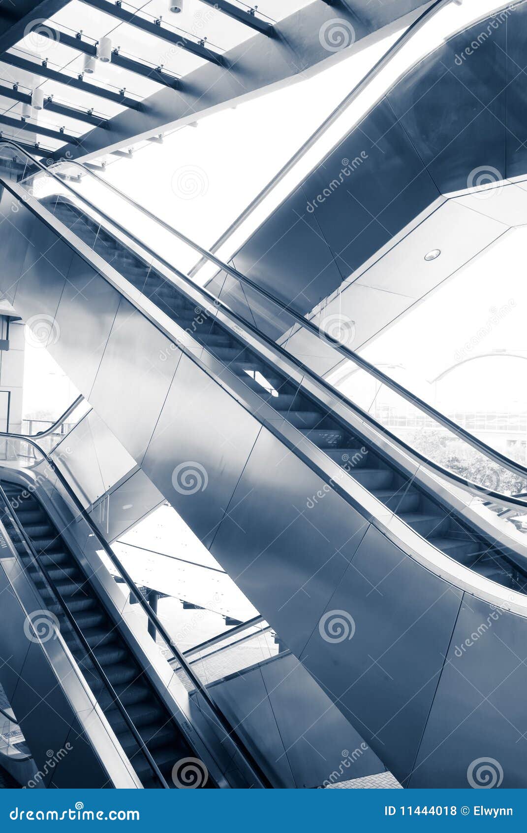 Two Difference Ways Escalators in Modern Building Stock Photo - Image ...