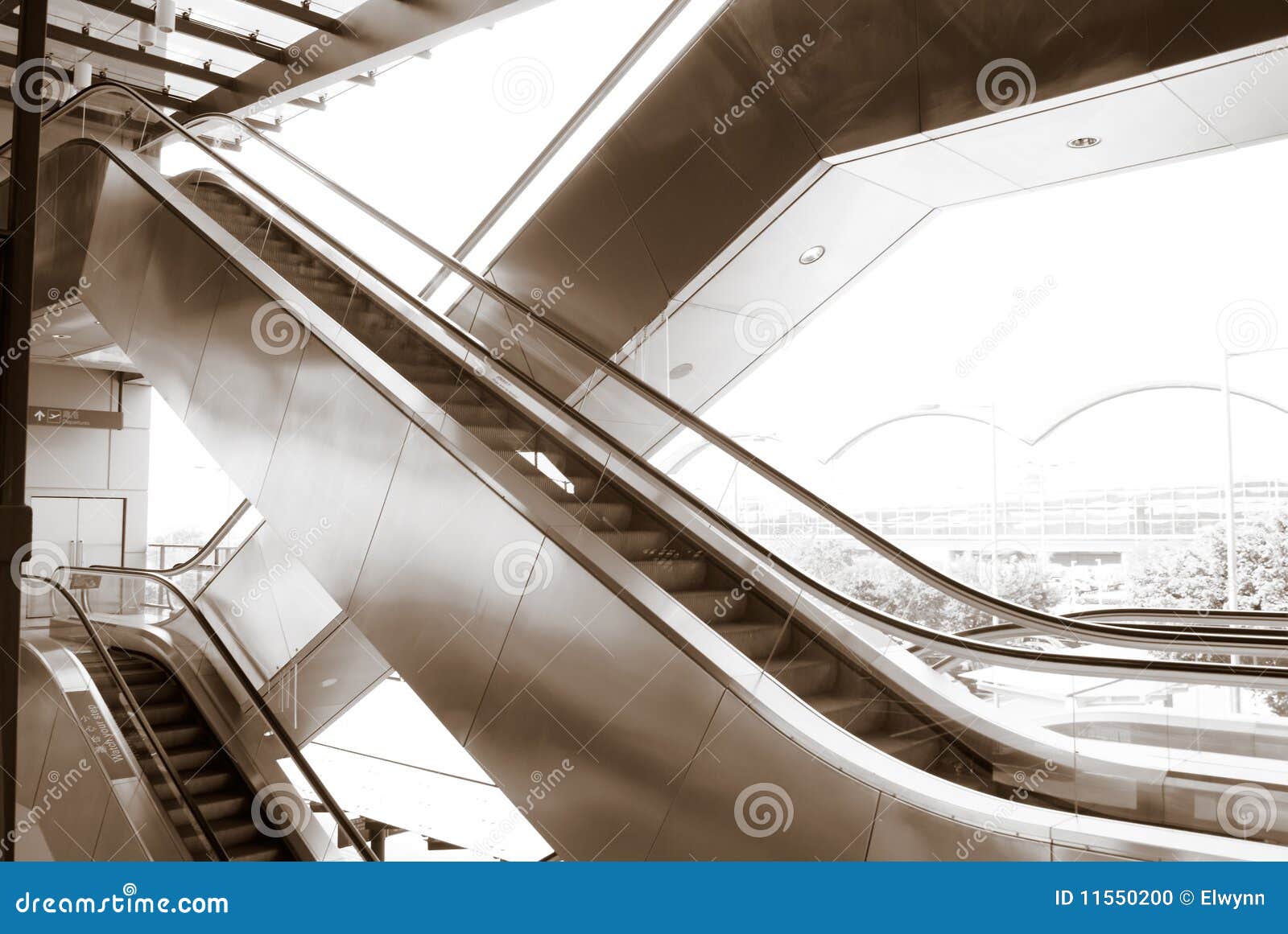 Two Difference Ways Escalators in Modern Building Stock Photo - Image ...