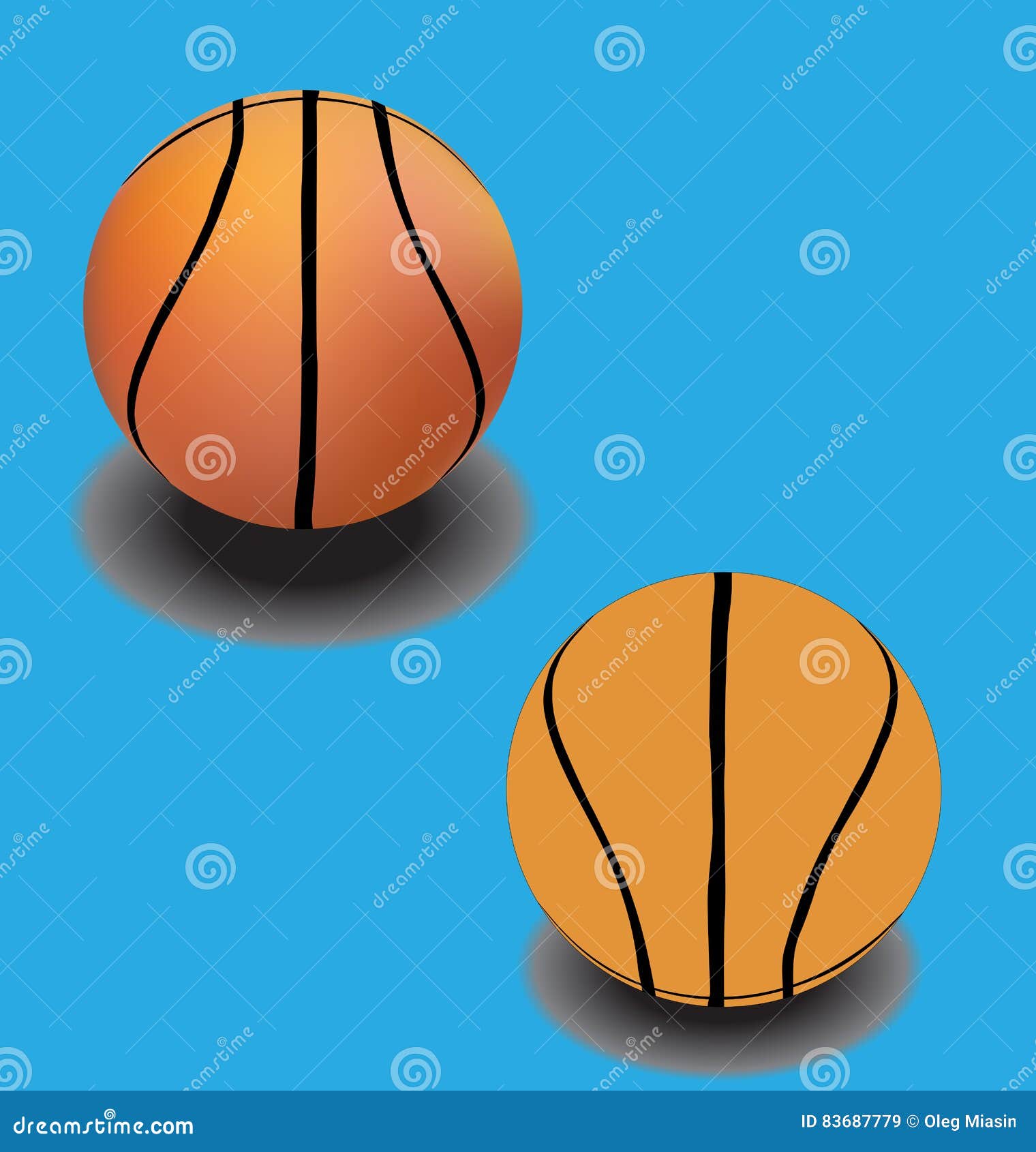 Two Different Basketball Balls on Blue Stock Vector - Illustration of ...