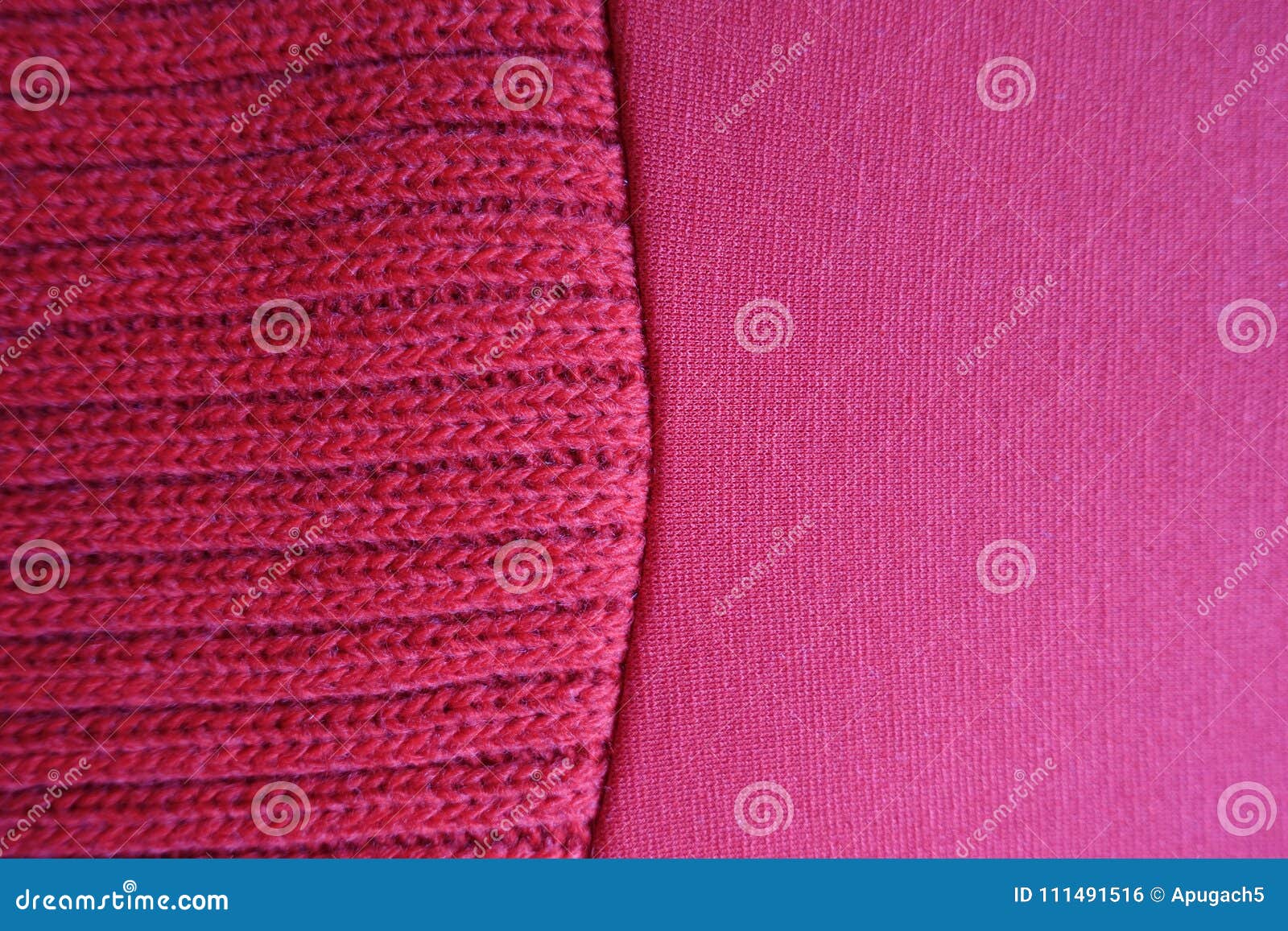 Two Different Red Fabrics Sewn Together Stock Photo - Image of backdrop ...