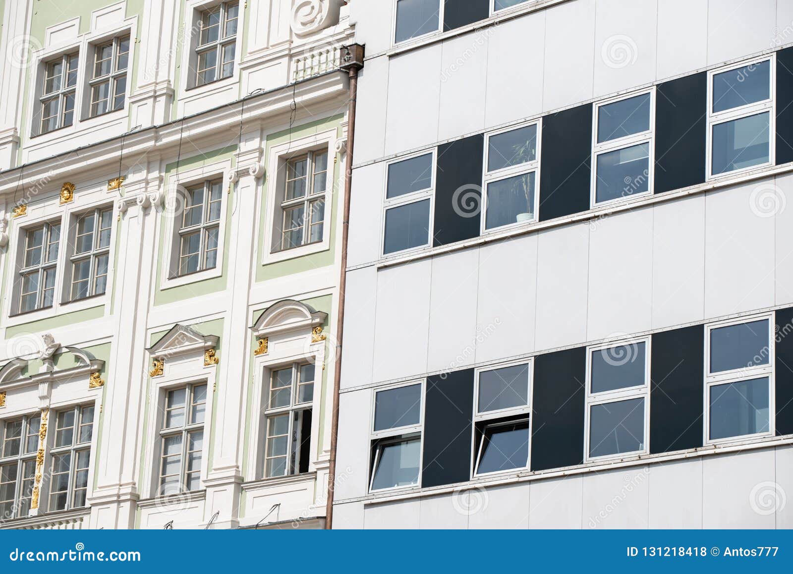 Two different buildings stock photo. Image of exterior - 131218418