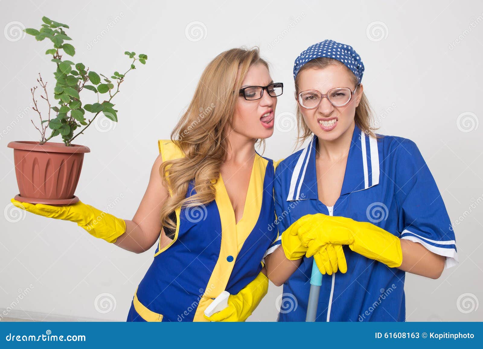 Two Different Cleaners Compete. Poor Staff Stock Image - Image of ...