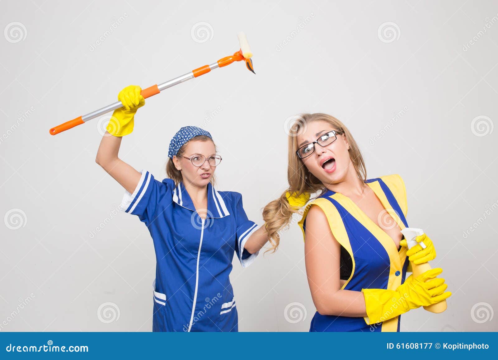 Two Different Cleaners Compete. Poor Staff Stock Image - Image of ...