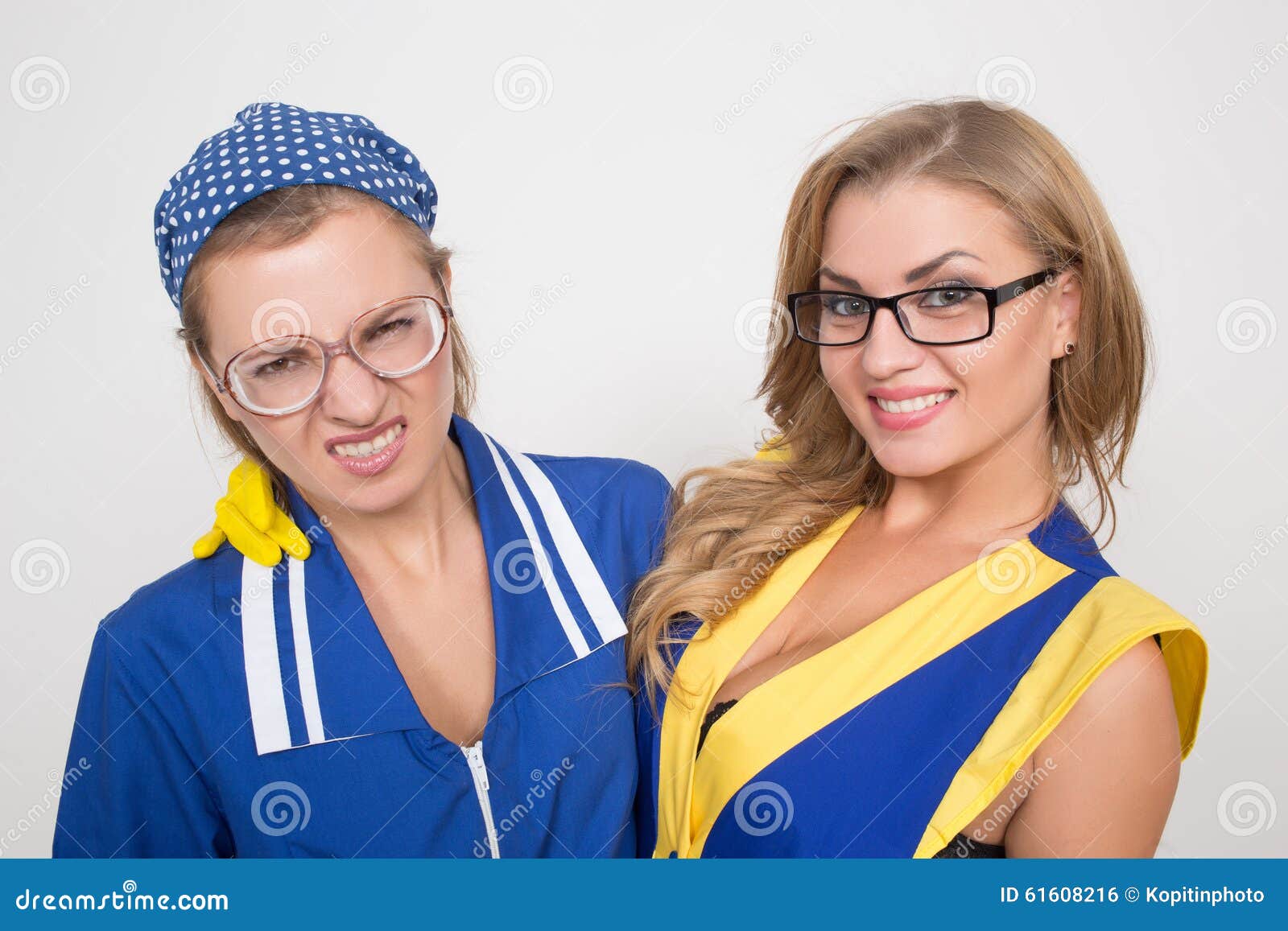 Two Different Cleaners Compete. Poor Staff Stock Photo - Image of ...