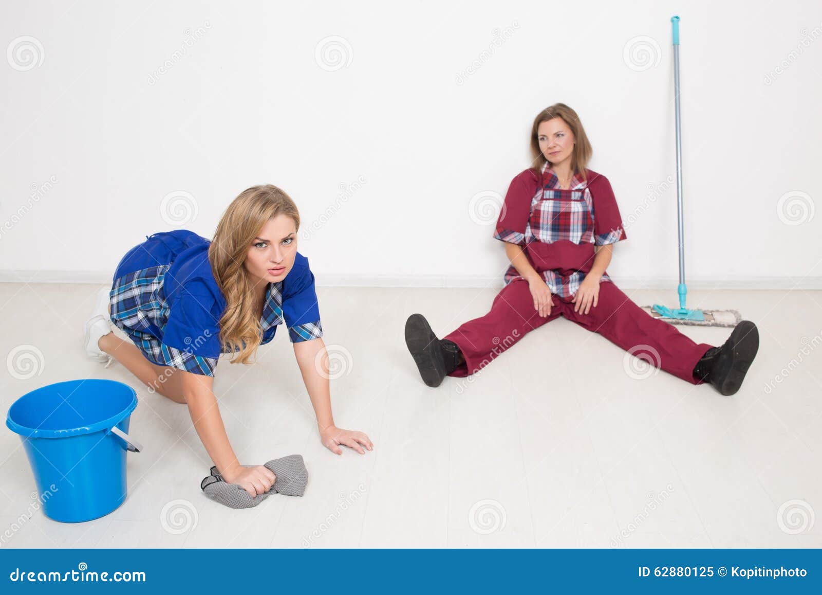 Two Different Cleaners Compete. Poor Staff. Wash Stock Image - Image of ...