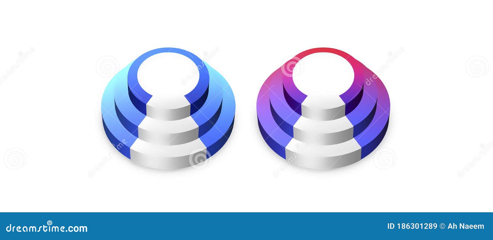 Two Different Color 3d Shape Pie Chart on a White Background with Empty ...