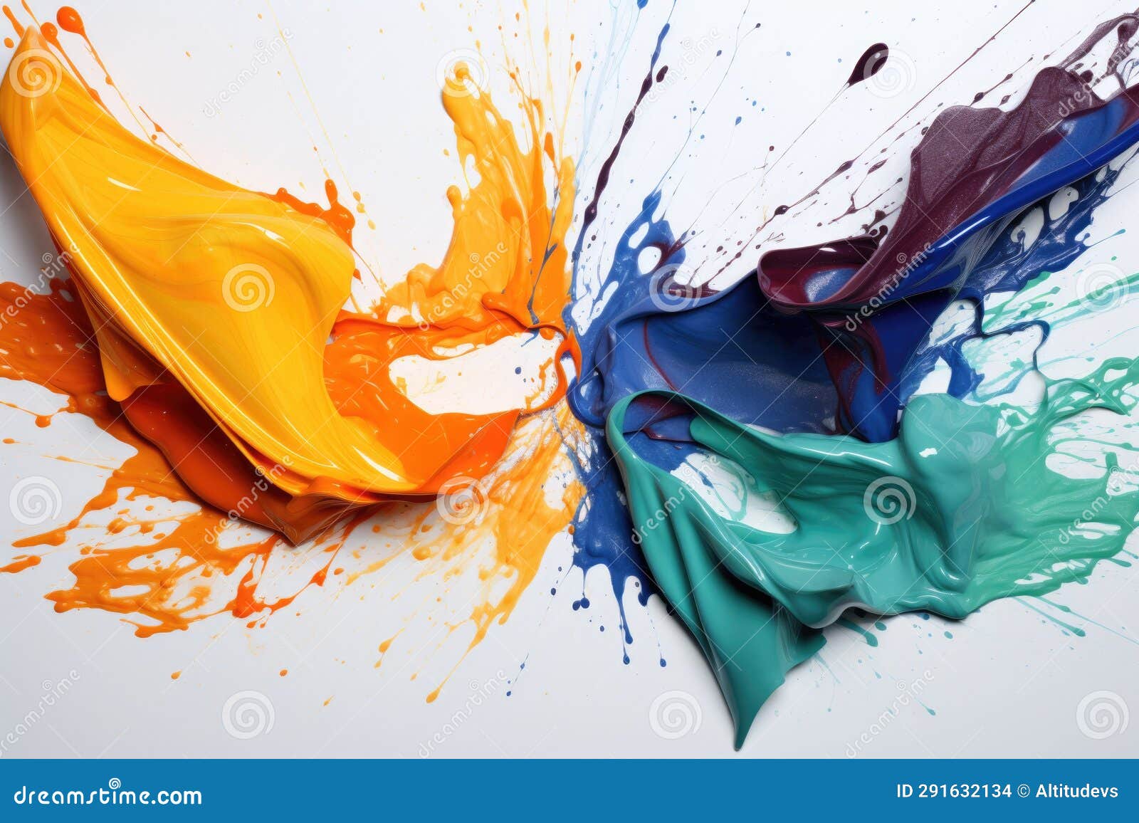 Two Different Color Paints Splashed Against a White Canvas Stock Photo ...