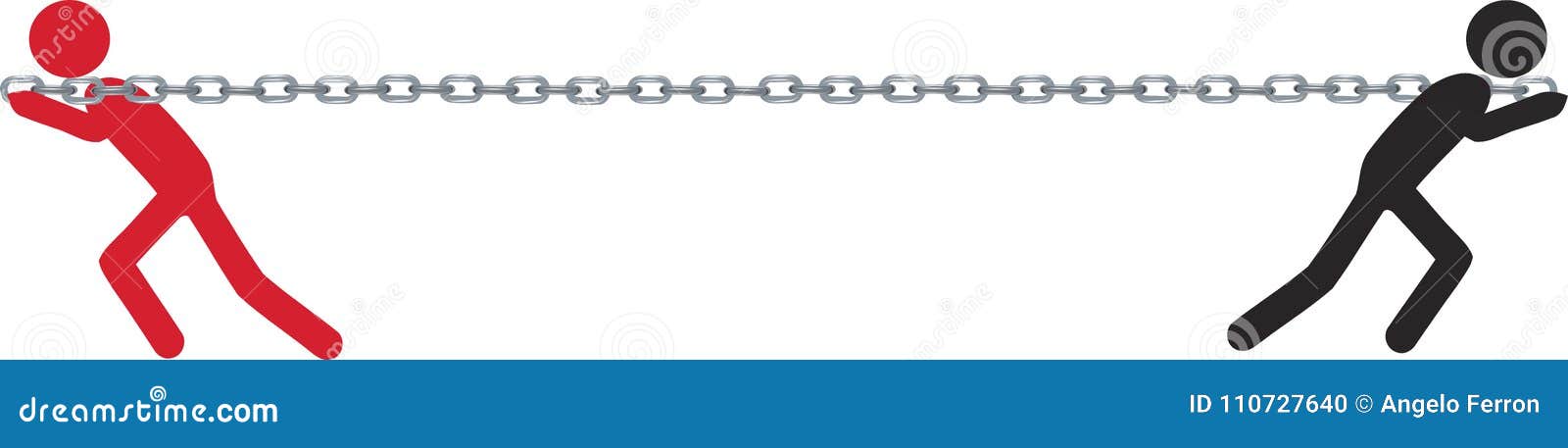 Two Different Color People Pull a Chain Stock Vector - Illustration of ...