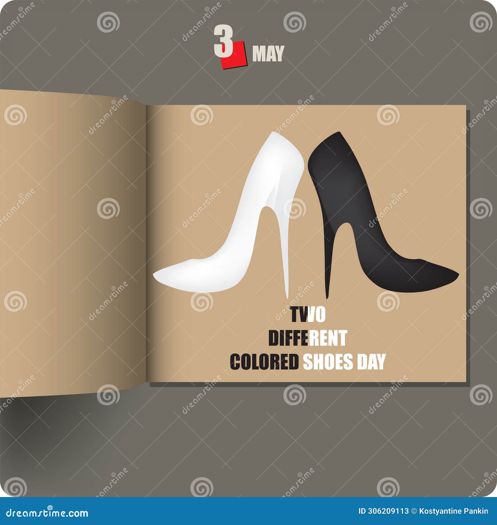 Two Different Colored Shoes Day Stock Illustration - Illustration of ...