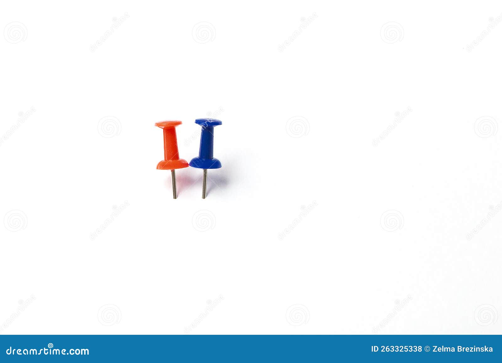 Two Different Colorful Push Pins Isolated on White Stock Photo - Image ...