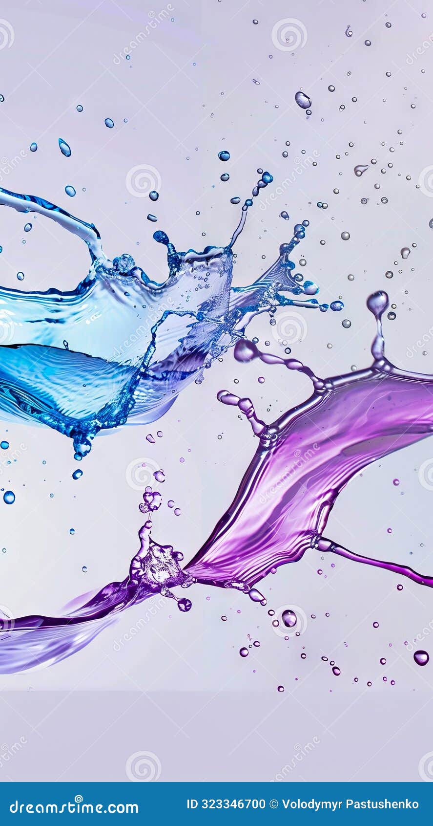 Two Different Colors of Water Splashes on a White Background Stock ...