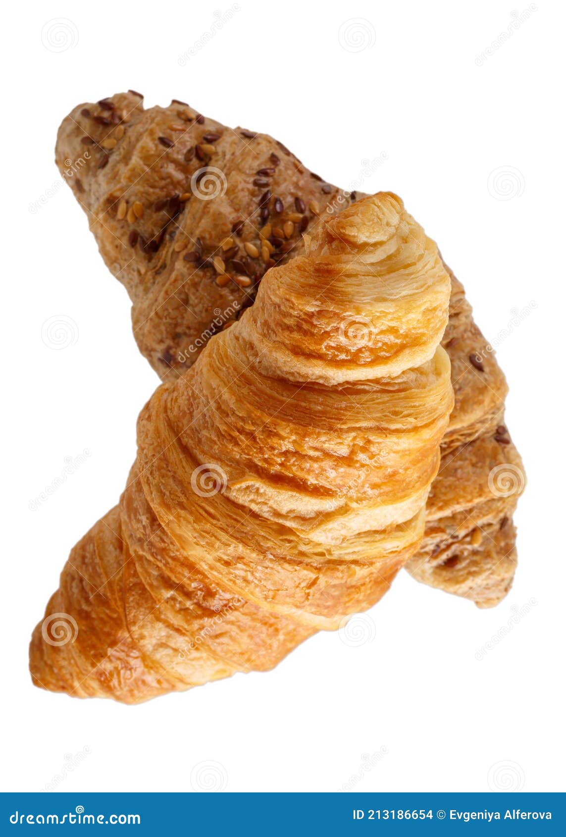 Two Different Croissants Isolated on White. Top View Stock Photo ...