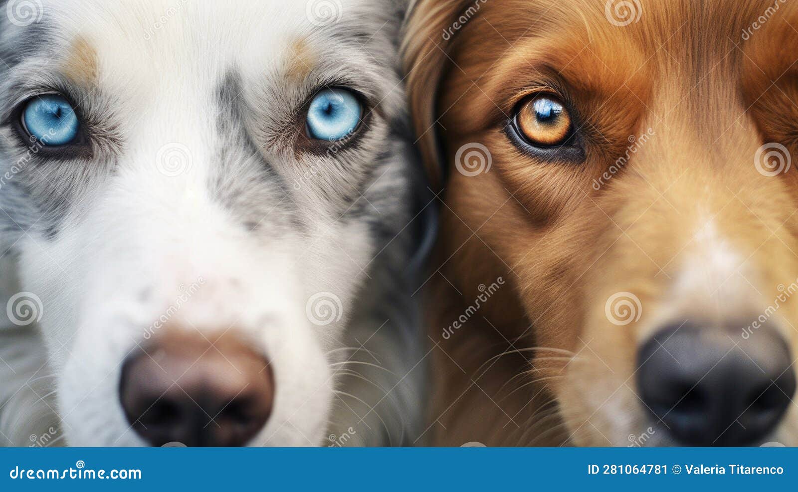 Two Different Dogs Has Beautiful Blue Eyes, a Macro Look Stock ...
