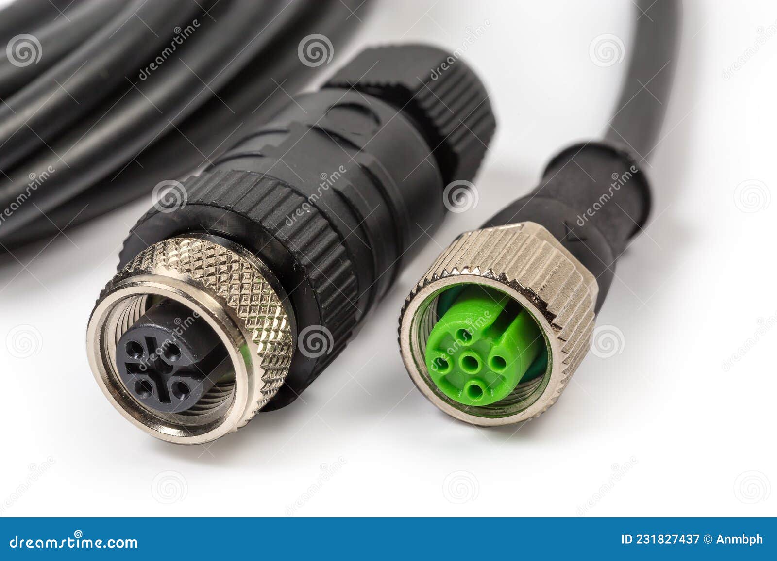 Two Different Electric Sockets on the Cable End and Separately Stock ...