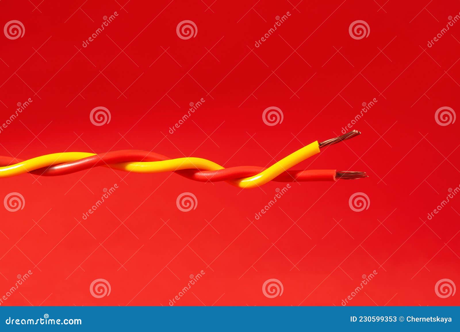 Two Different Electrical Wires on Red Background Stock Image - Image of ...