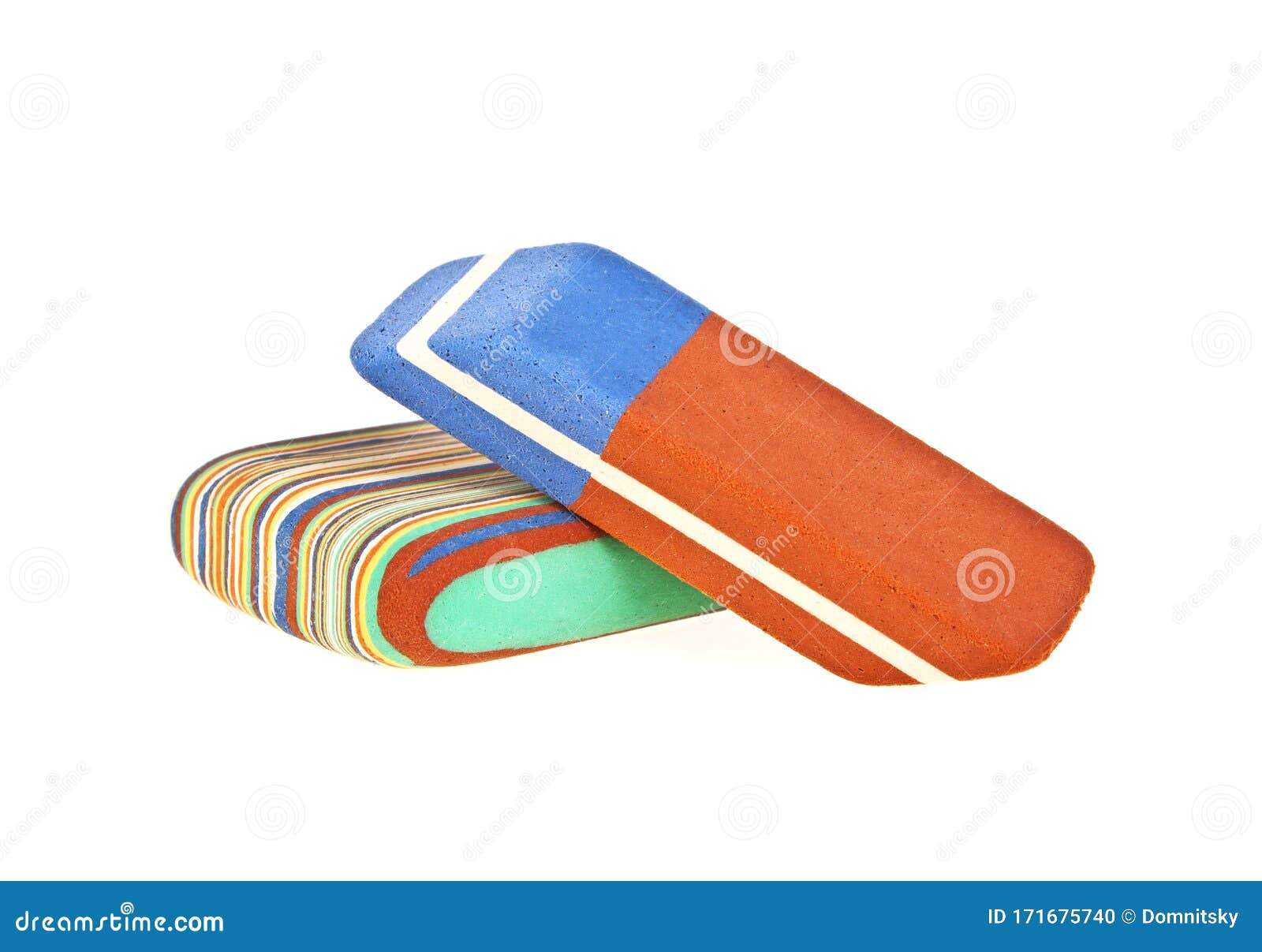 Two Different Erasers Isolated on White Background Stock Photo - Image ...