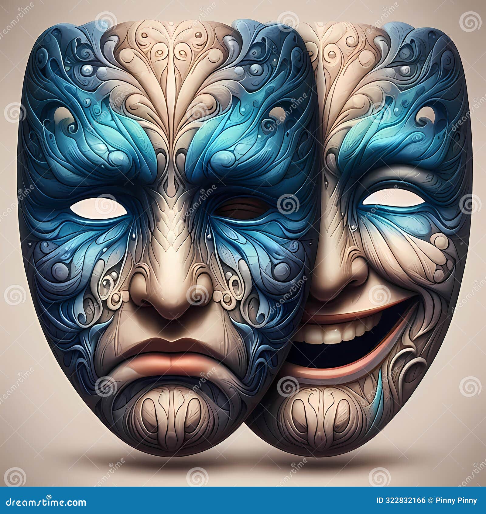 Two Different Expression of the Mask, Sad and Happy, Good and Bad ...