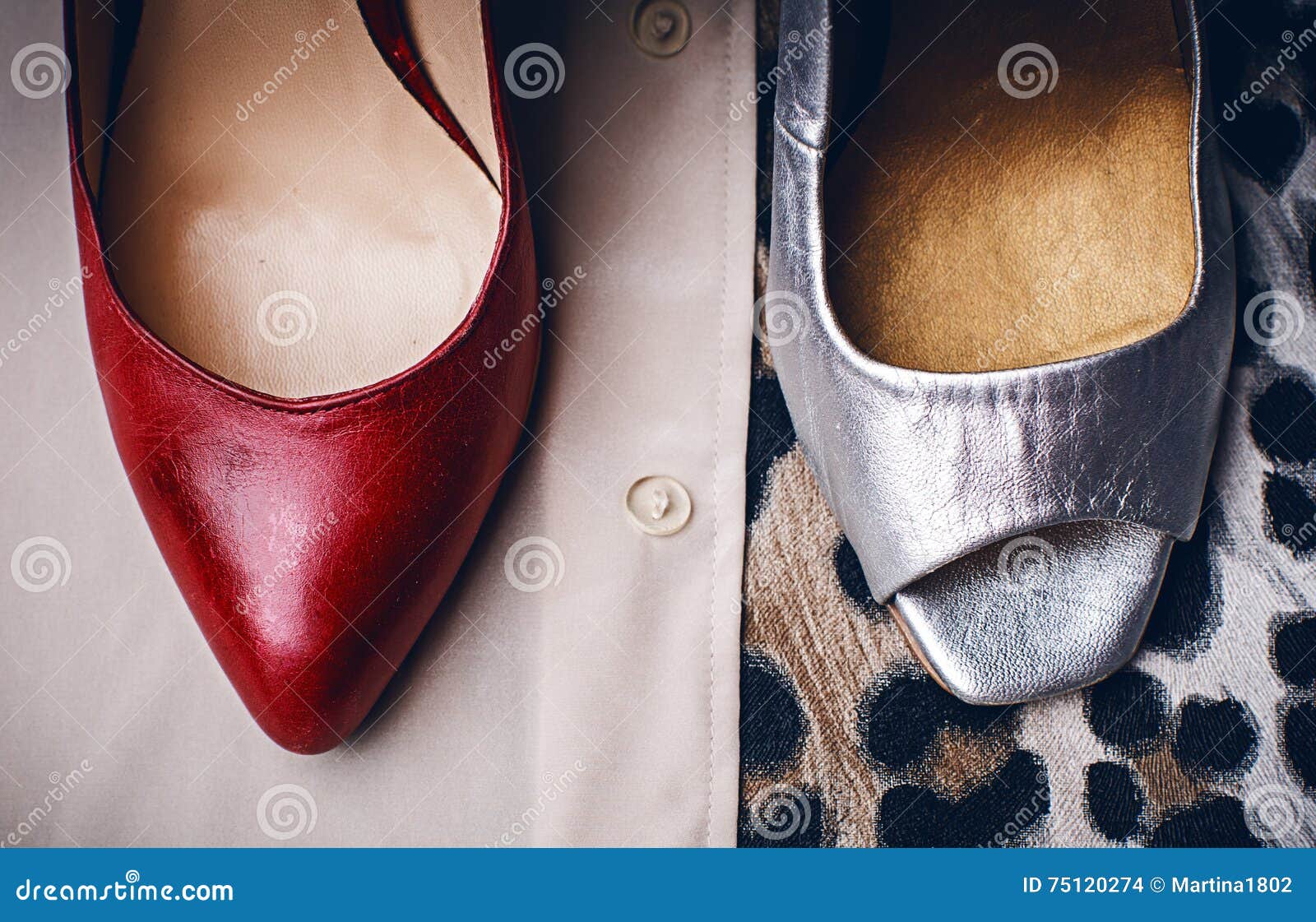 Two different female shoes stock photo. Image of color - 75120274