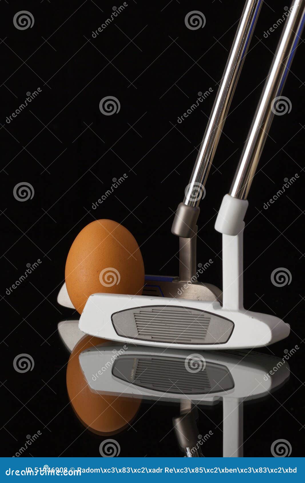 Two Different Golf Putters and Egg Stock Photo - Image of leisure ...