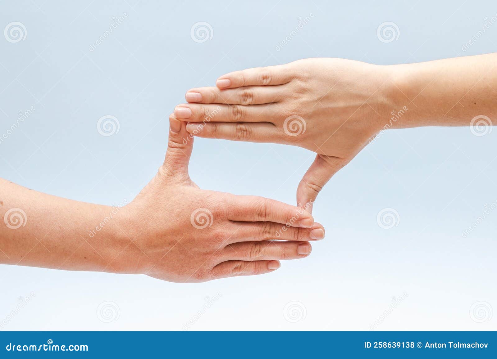 Two Hands Gesturing on a Blue Background Stock Photo - Image of ...