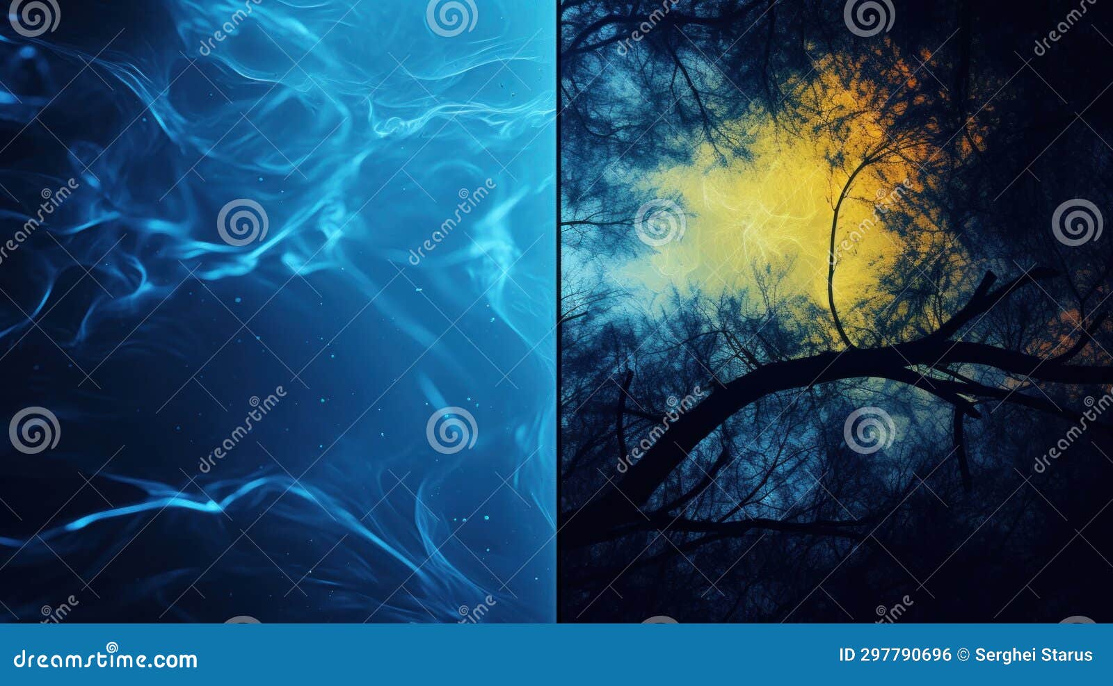 Two Different Images of Trees and Water, AI Stock Illustration ...