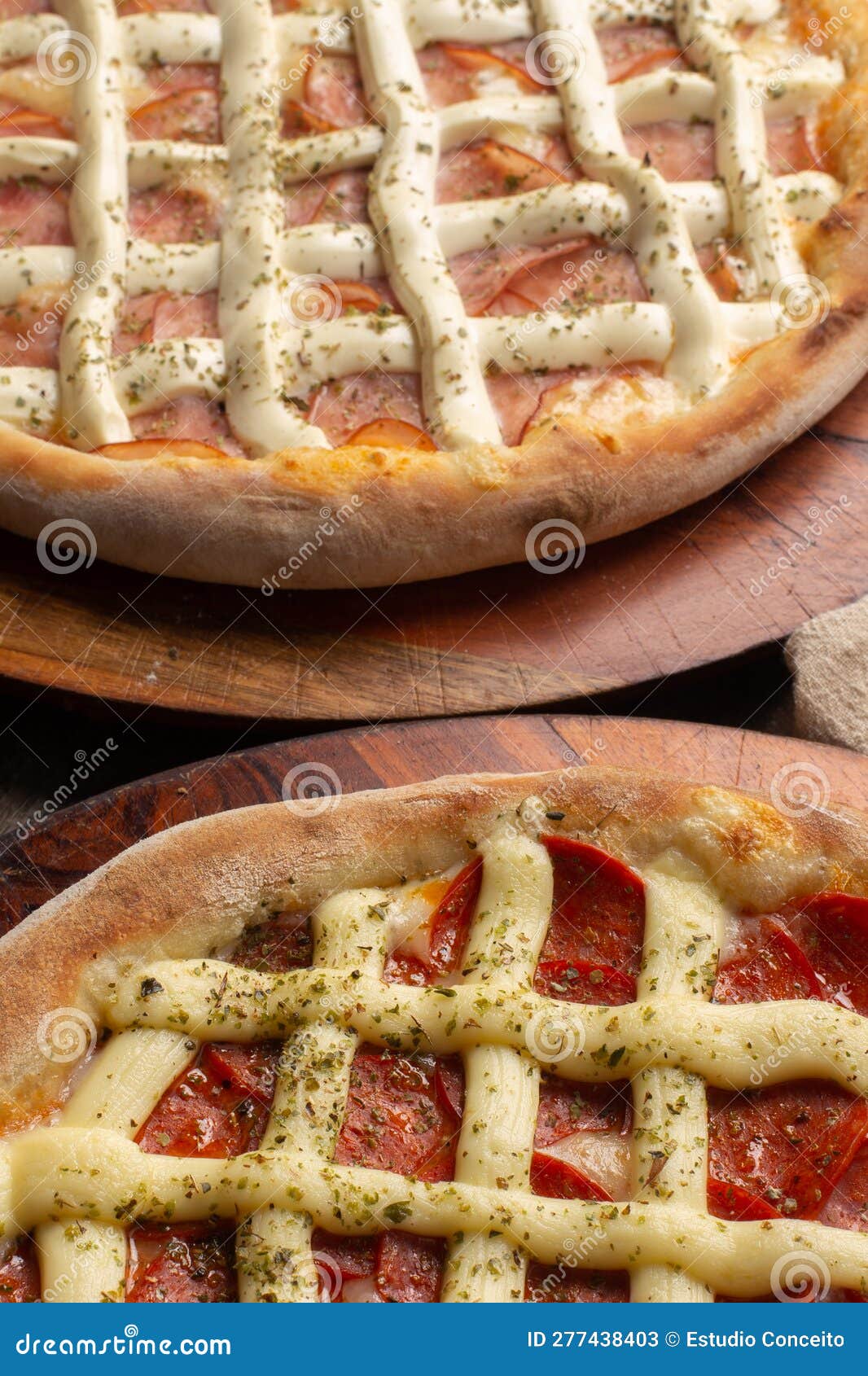 Two Different Kind of Pizzas. Stock Image - Image of three, vegetable ...