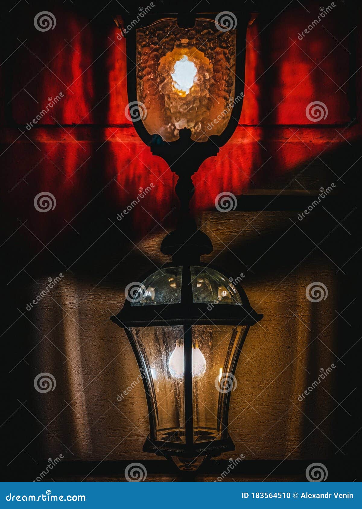 Two Different Lights in One Photo Stock Photo - Image of iron, glass ...