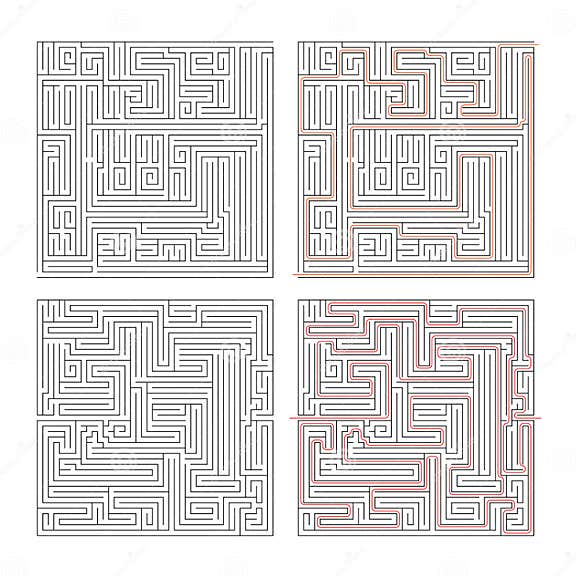 Two Different Mazes of High Complexity on White and Solutions Stock ...