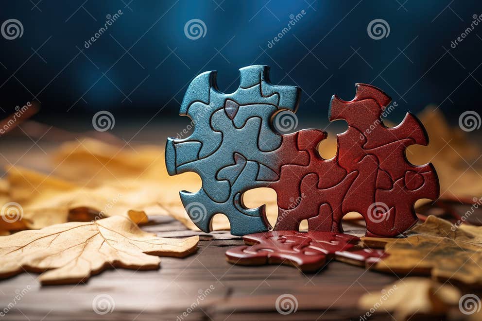 Two Different Pieces of a Puzzle Connected Stock Photo - Image of ...