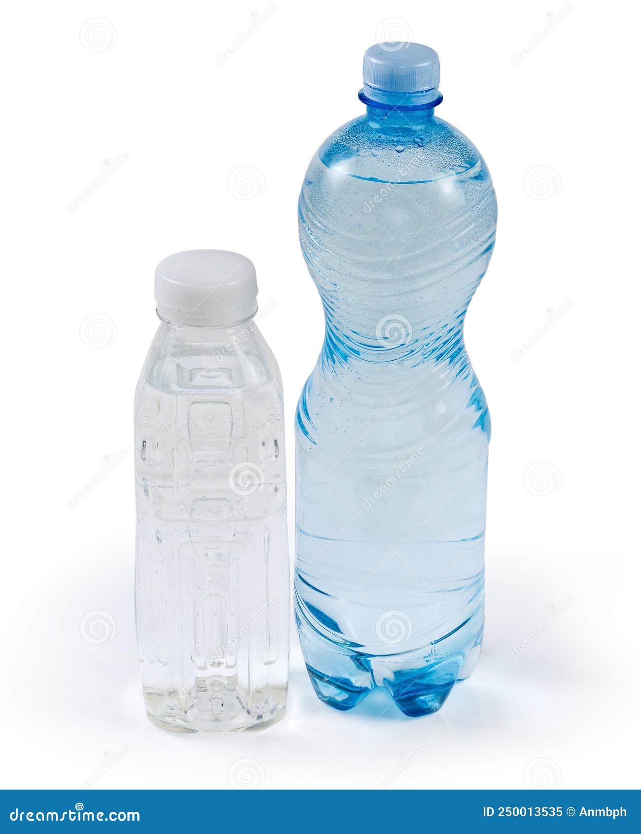 Two Different Plastic Bottles of Drinking Water on White Background ...