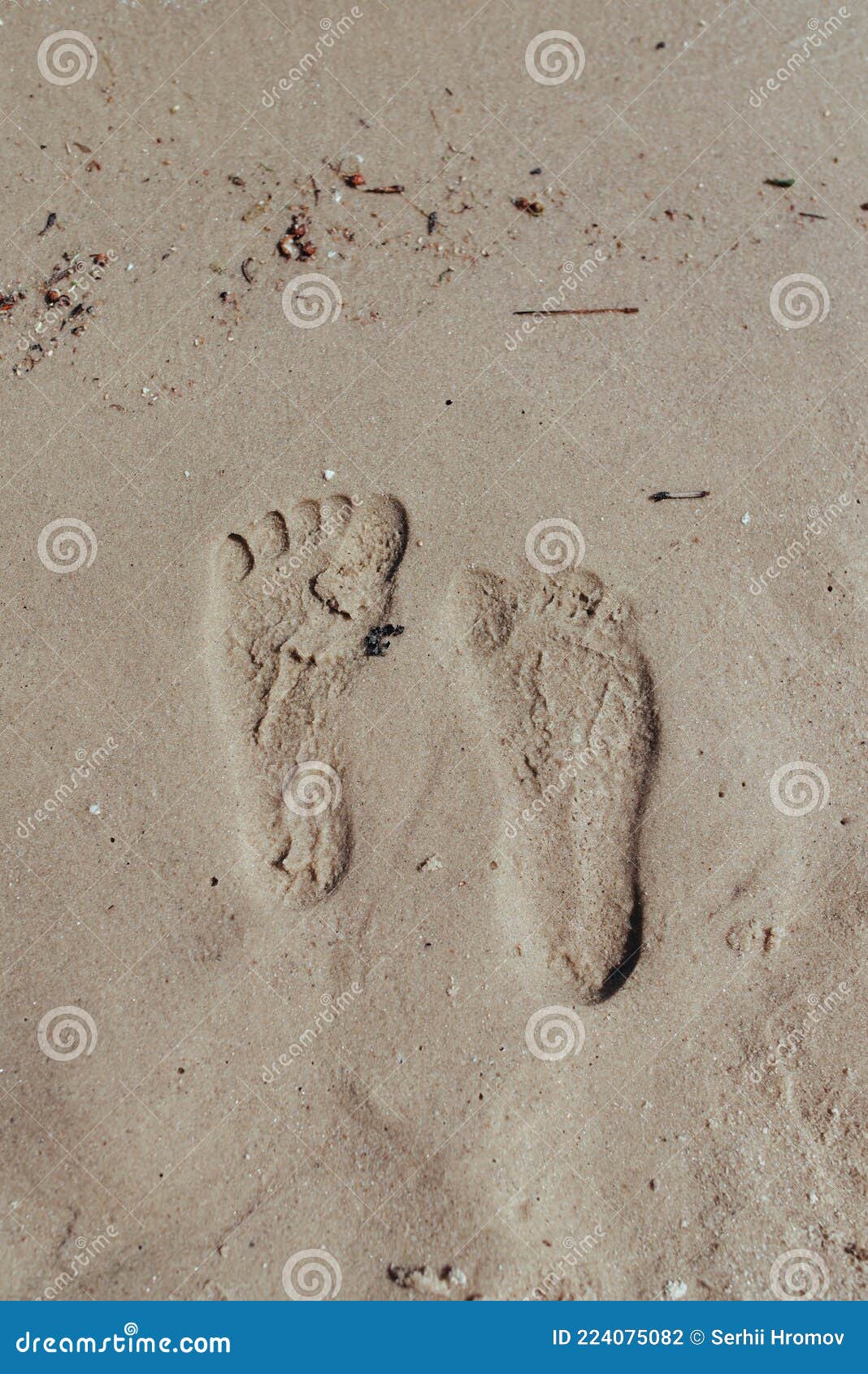 Two Footprints in Sand at the Beach Stock Photo - Image of texture ...