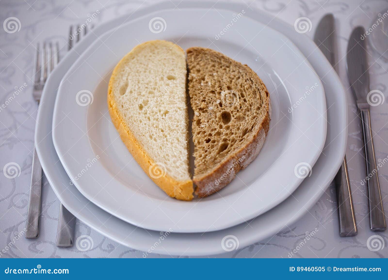Two Different Slices of Bread on a Plate Stock Image - Image of life ...