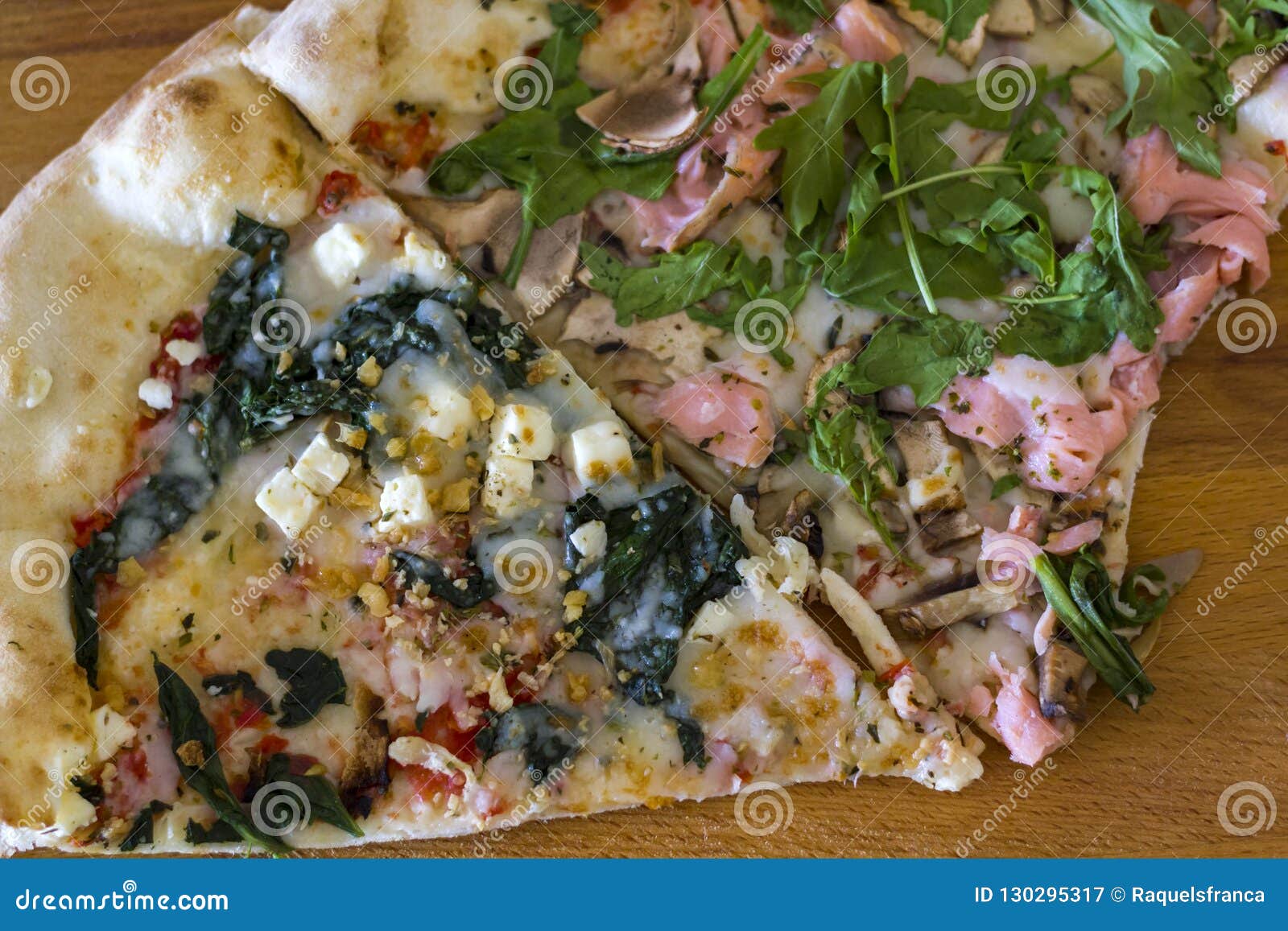 Different Slices Of Pizza In One Big Pizza Isolated On White. Image Of ...