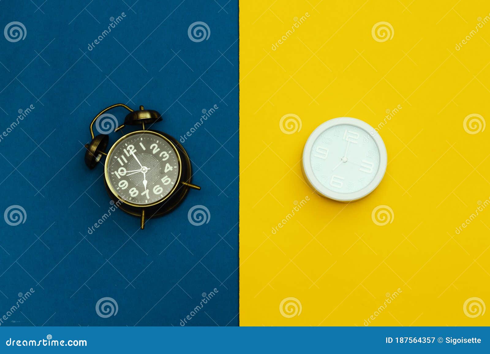 Two Different Style of Alarm Clock and Showing 7 am or Pm Stock Image ...