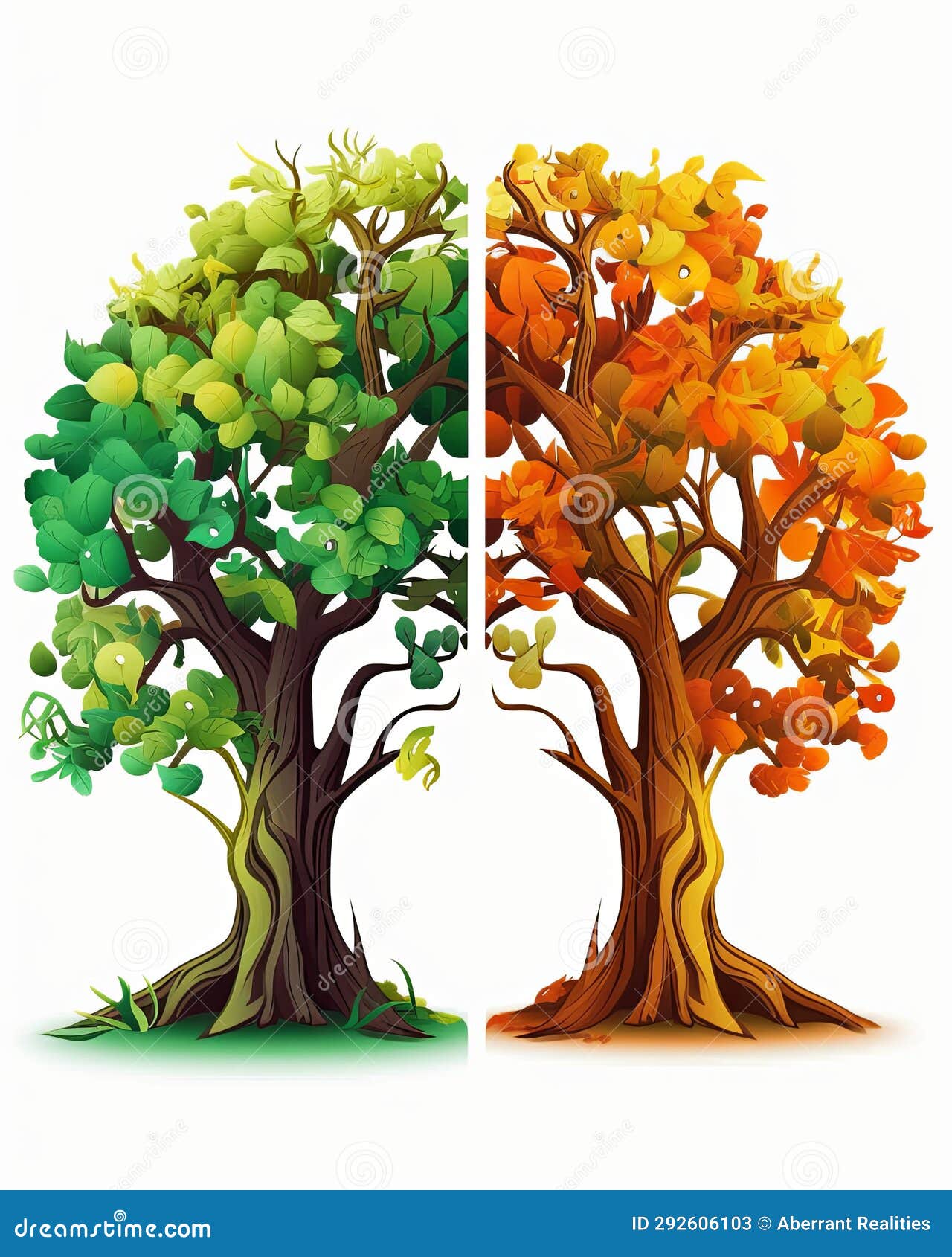 Two Different Trees in Autumn and Winter Stock Illustration ...