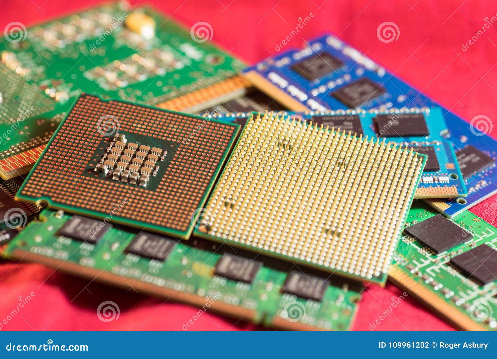 Two CPUs with RAM stock photo. Image of memory, connector - 109961202
