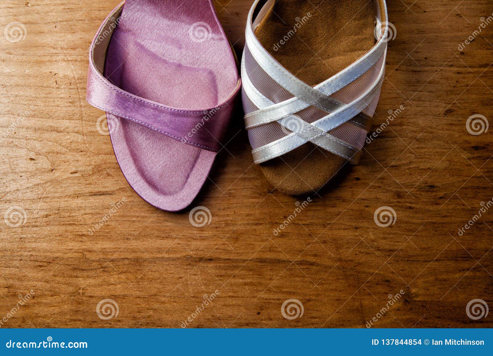 Two Different Wedding Shoes Sit Side by Side Stock Photo - Image of ...