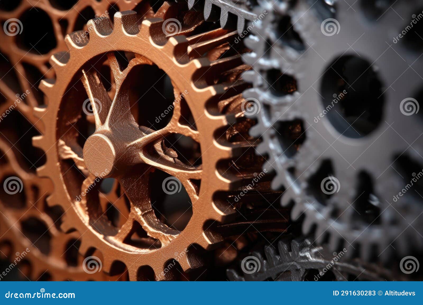 Two Differently Shaped Gears Meshing Together Stock Image - Image of ...
