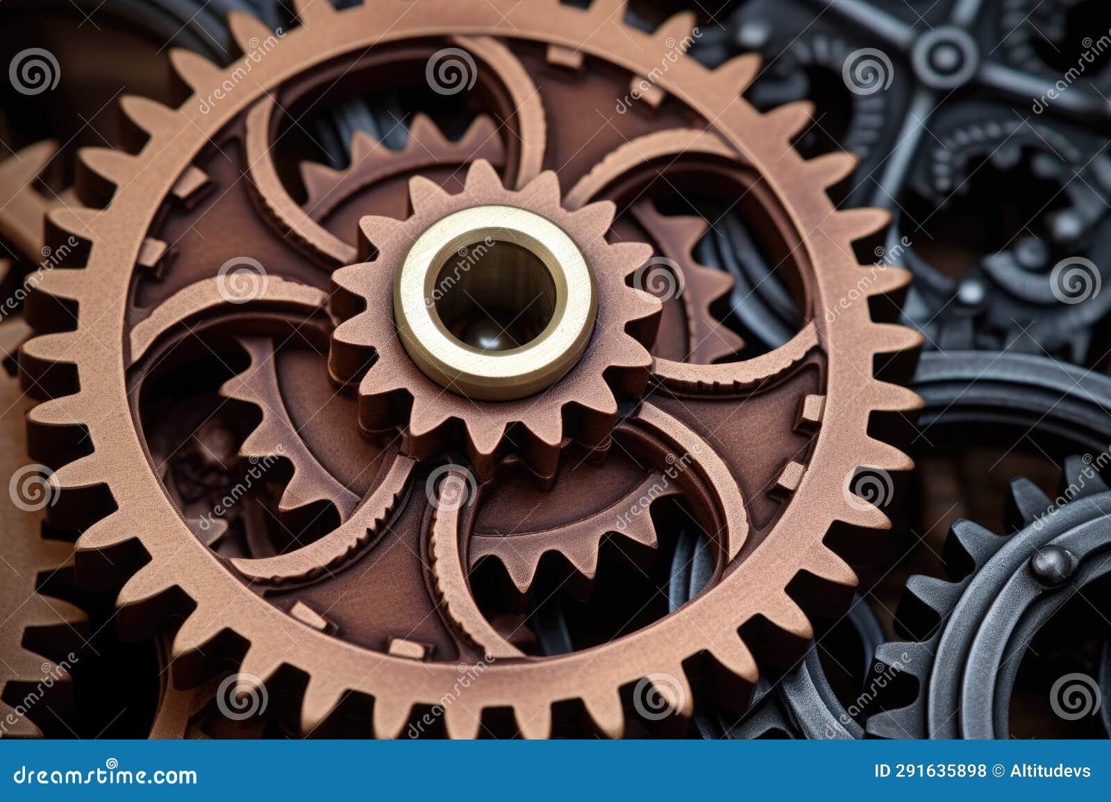 Two Differently Shaped Gears Meshing Together Stock Photo - Image of ...