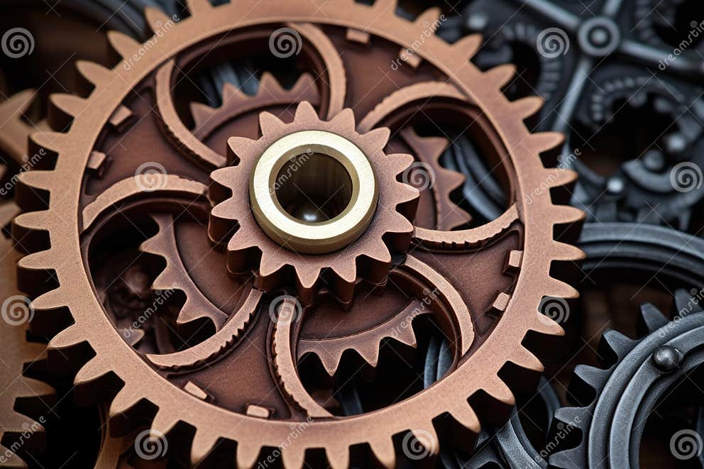 Two Differently Shaped Gears Meshing Together Stock Photo - Image of ...