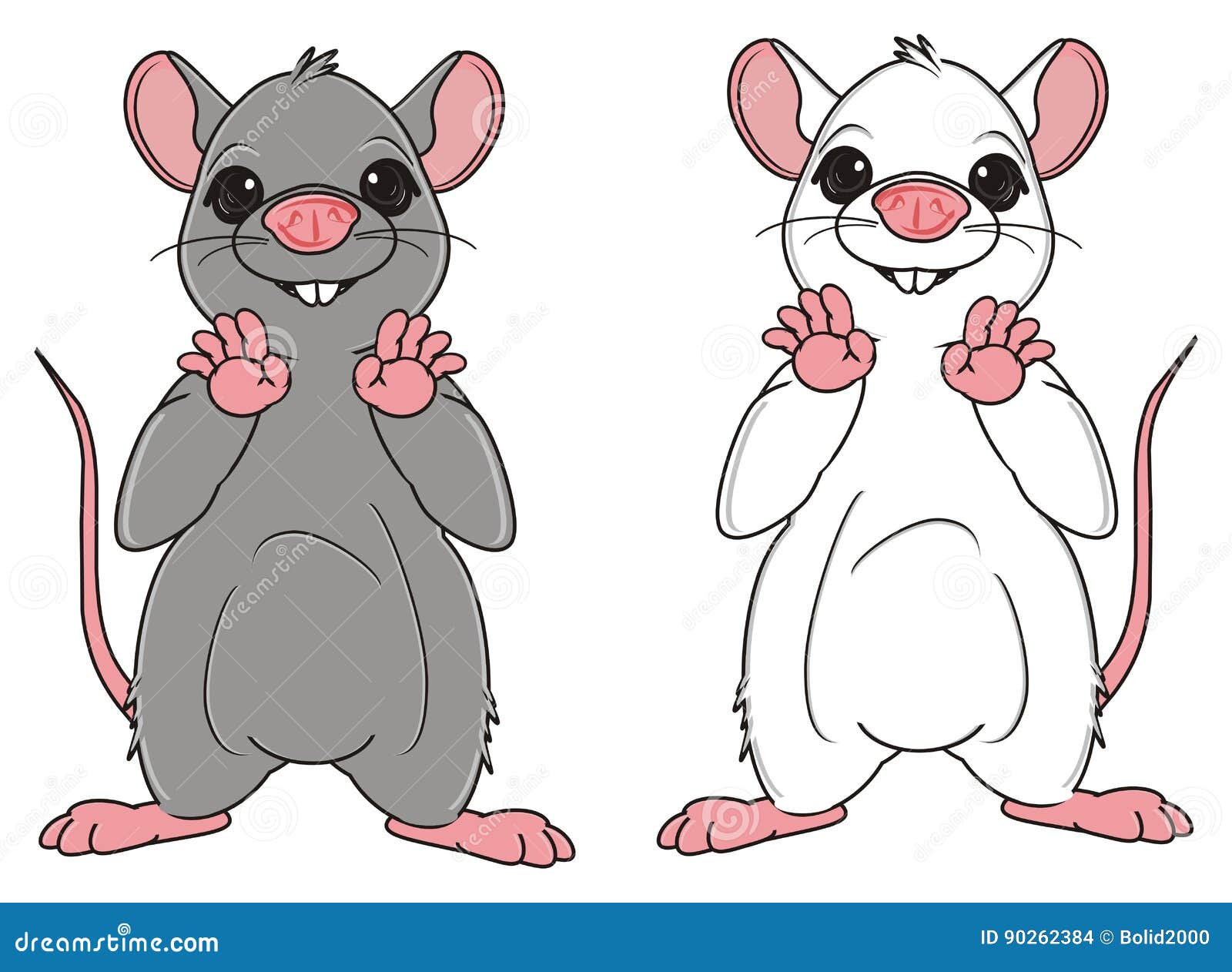 Two differents happy rats stock illustration. Illustration of character ...