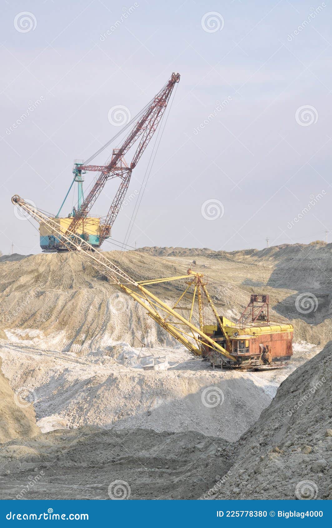 Two Digging Mining Excavators at Work. Stock Photo - Image of quarry ...