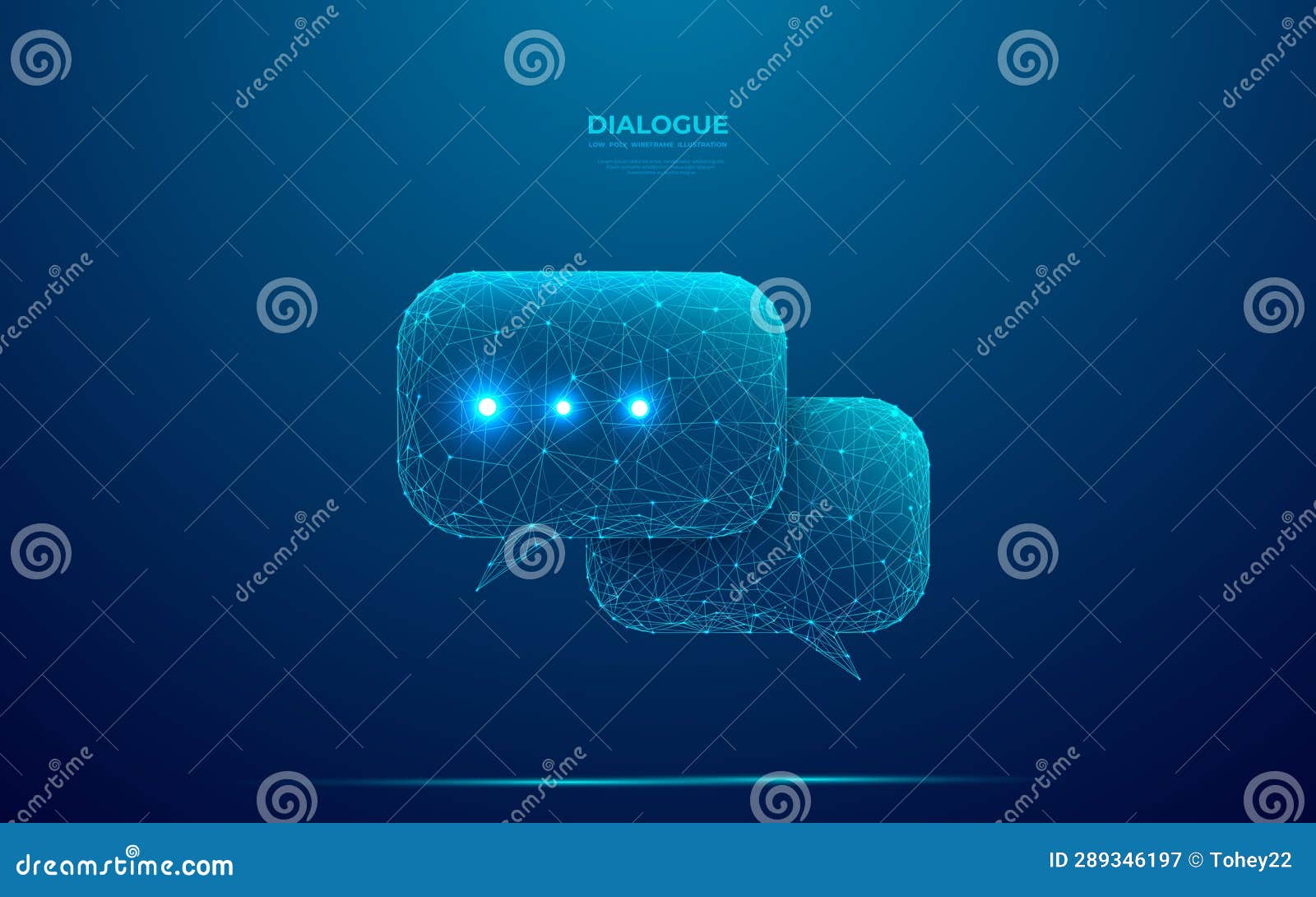 Two Digital Dialogue Bubbles in Futuristic Low Poly Wireframe Style ...