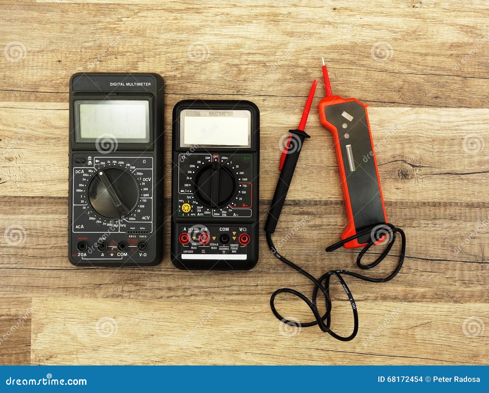 Two digital multimeters stock photo. Image of instrument - 68172454