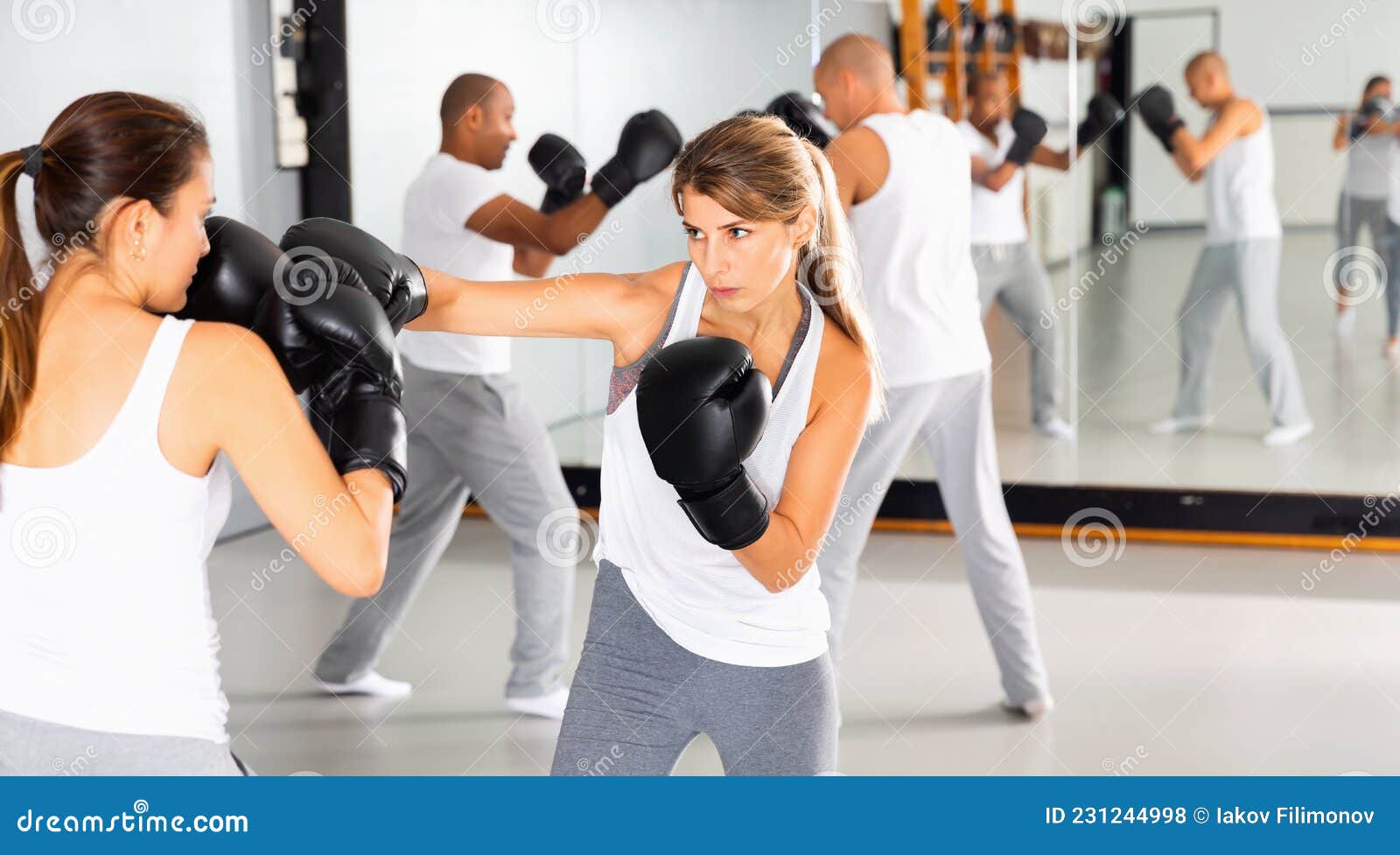 Two Women Boxing Sparring in the Gym Stock Photo - Image of fight ...
