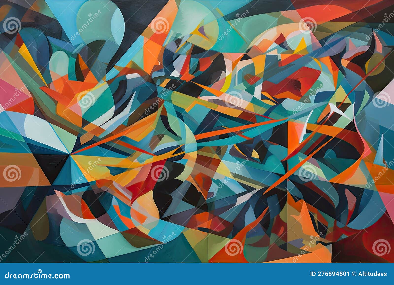 Two-dimensional Work of Art in Motion, with Geometric Shapes and Colors ...