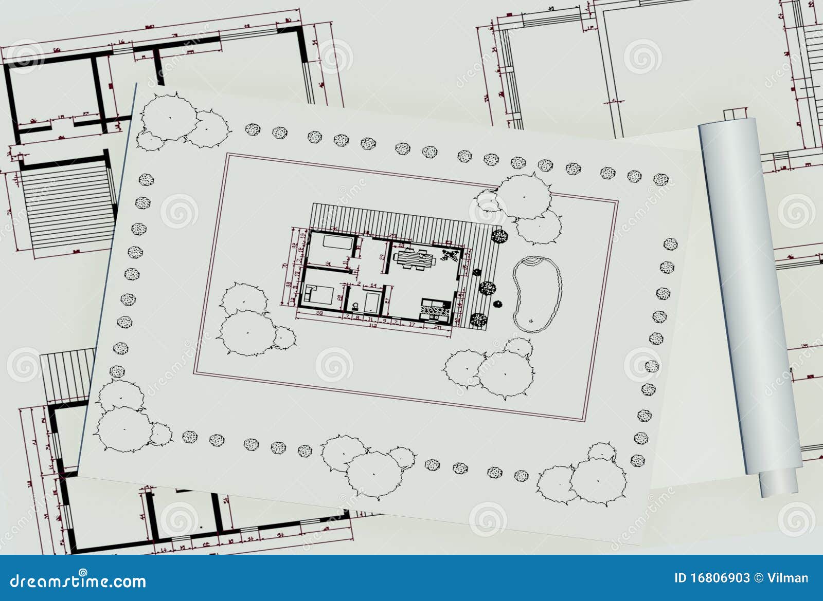 Two dimentional house plan stock illustration. Illustration of ...